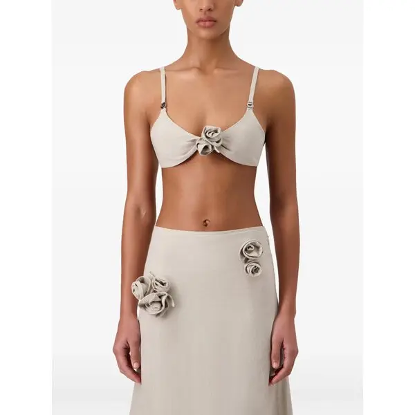 Coperni Gathered Detail Petal Shape Bikini Top - Cream