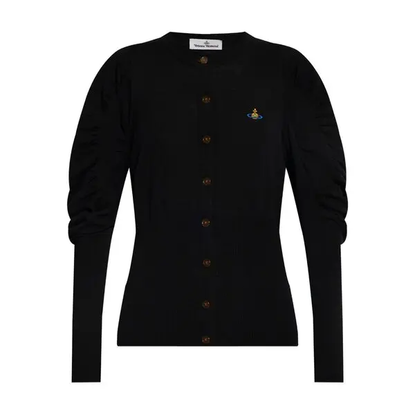 VIVIENNE WESTWOOD Virgin Wool Puff Sleeve Cardigan - Black