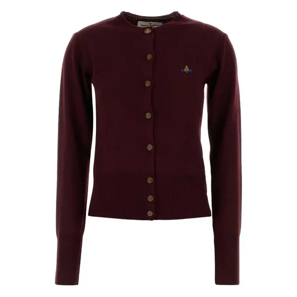 VIVIENNE WESTWOOD Burgundy Virgin Wool Cardigan - Red