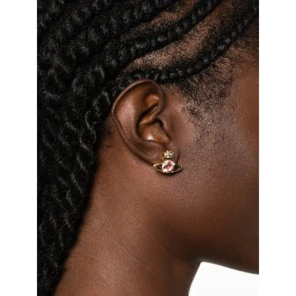 VIVIENNE WESTWOOD Tone Crystal Orb Motif Heart Earrings