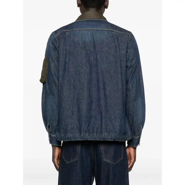 Sacai Denim Jacket With Zip Fastening - Blue