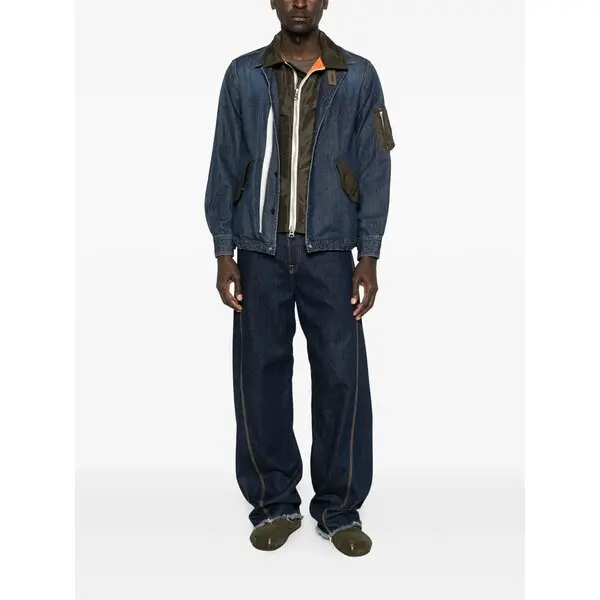 Sacai Denim Jacket With Zip Fastening - Blue
