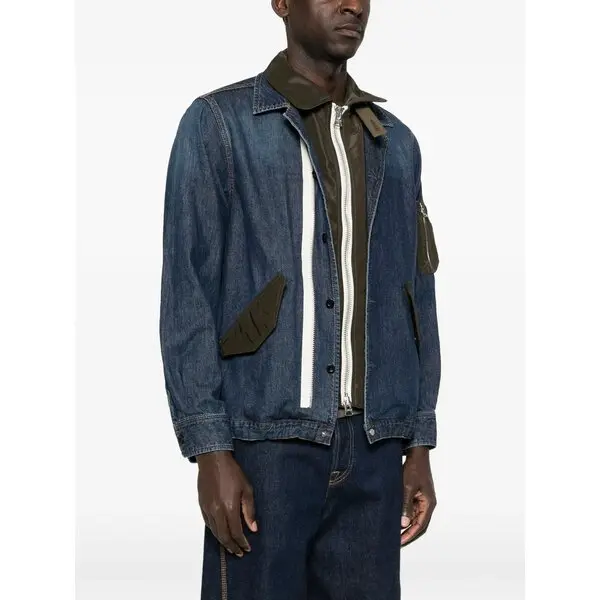 Sacai Denim Jacket With Zip Fastening