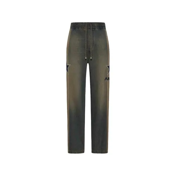 Amiri Star Motif Wide-leg Jeans - Blue