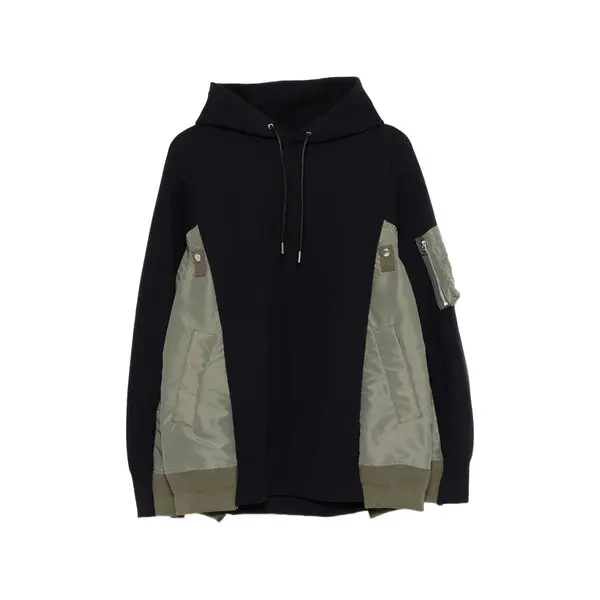 Sacai Paneled Drawstring Hoodie - Blue