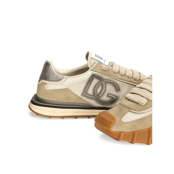 Dolce & Gabbana Neutral Suede And Polyamide Lace-up Low-top Sneakers