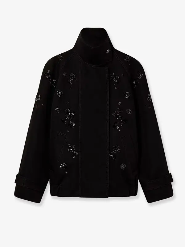 GOLDEN GOOSE Embellished Floral Denim Jacket - Black