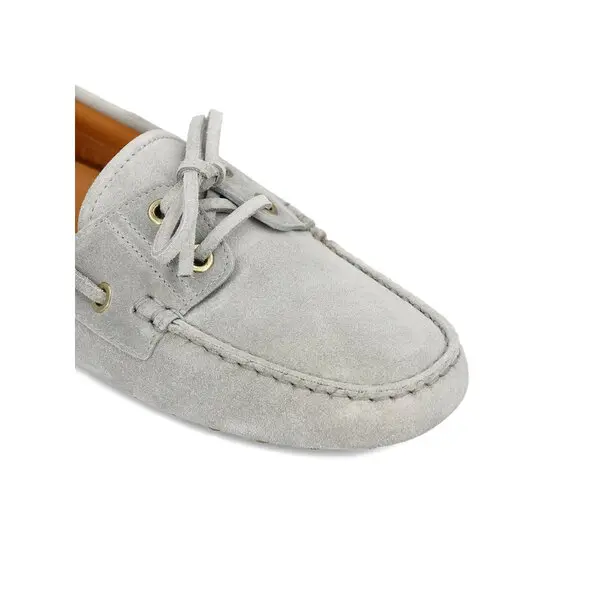 TOD'S Grey Suede Tie Detail Loafers - Gray