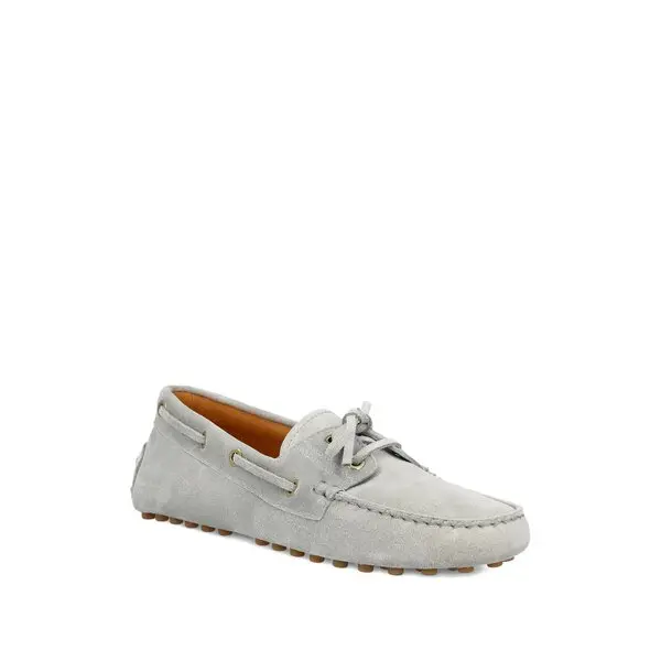 TOD'S Grey Suede Tie Detail Loafers - Gray