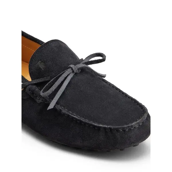TOD'S Suede Boat Shoes With Tie Detail - Gray