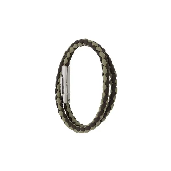 TOD'S Two-tone Woven Leather Bracelet - Green