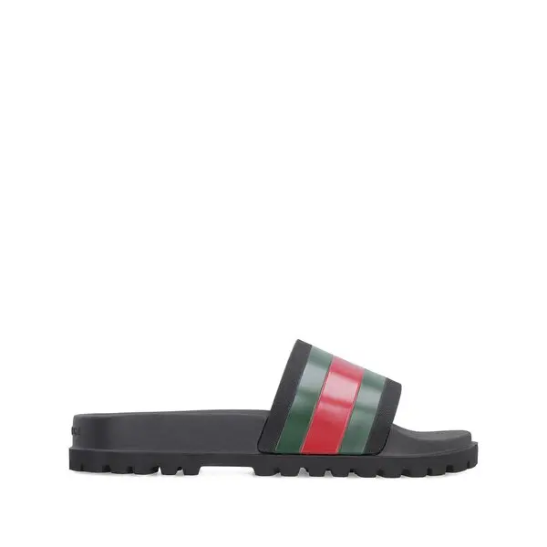 Gucci Signature Web Detail Slides - Black