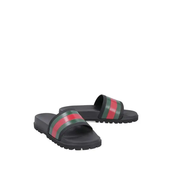 Gucci Signature Web Detail Slides - Black