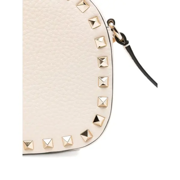 Valentino Garavani Calf Leather Studded Cross Body Bag - Cream