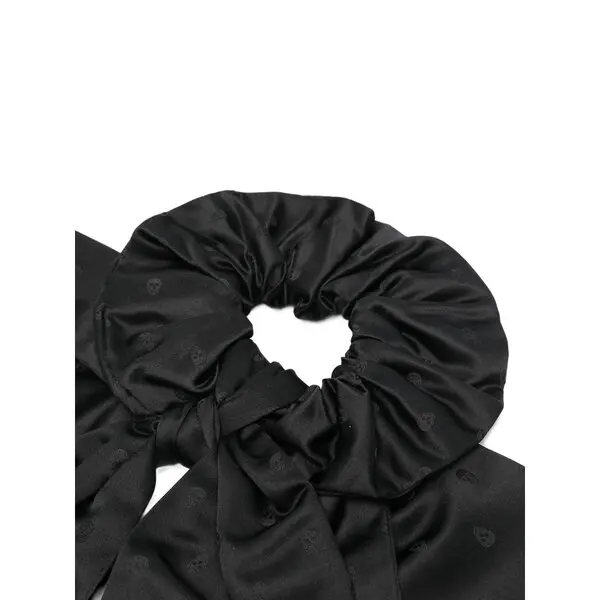 Alexander McQueen Silk Skull Print Bow Detail Hair Accessory