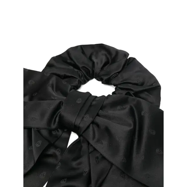 Alexander McQueen Silk Skull Print Bow Detail Hair Accessory