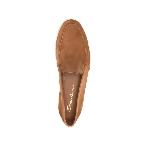 Santoni Suede Slip-on Loafers - Brown