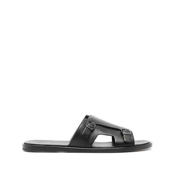 Santoni Calf Leather Double Buckle Sandals