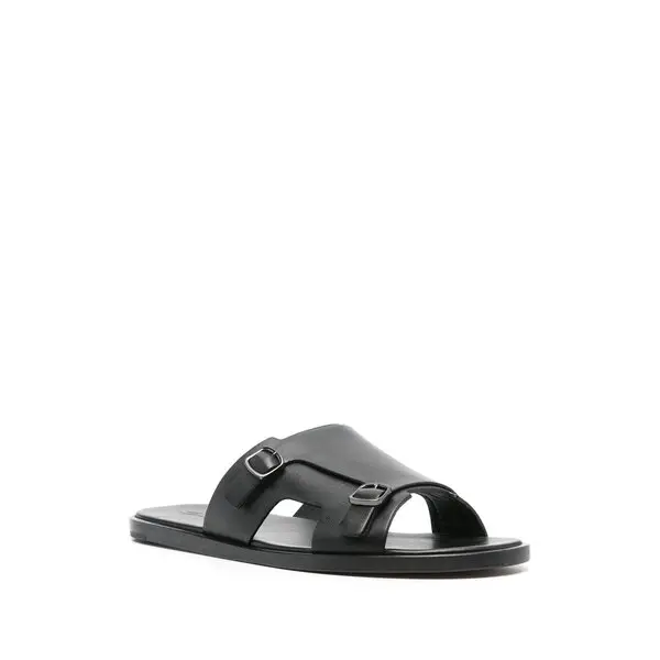 Santoni Calf Leather Double Buckle Sandals