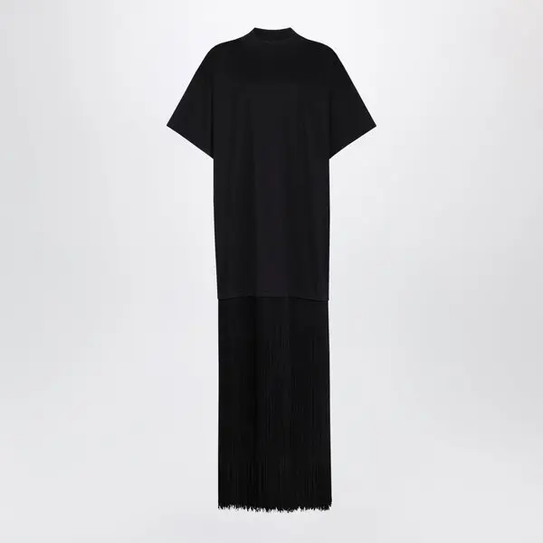 Alaïa Cotton Jersey Fringed Dress - Black