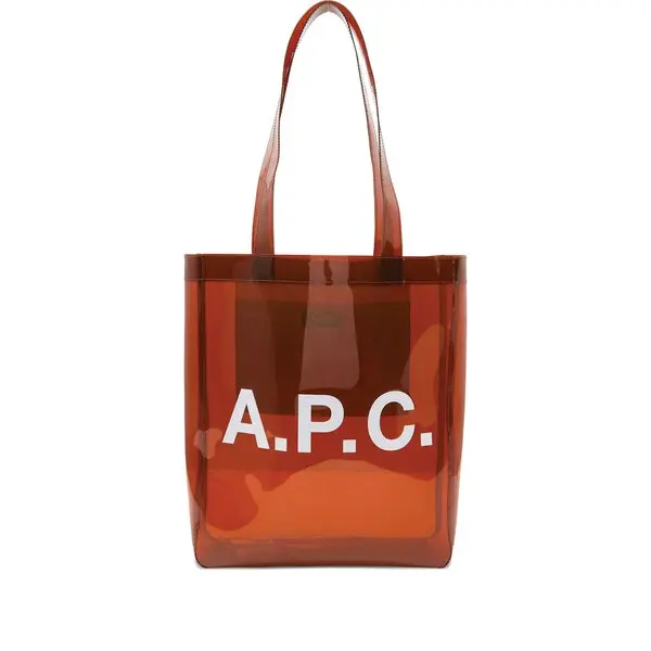 A.p.c. Transparent Pvc Tote Bag With Logo Detail - Brown