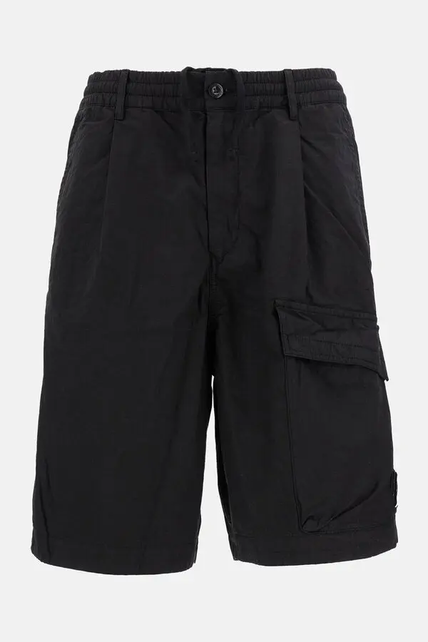 C.P. COMPANY Black Cargo Shorts With Lens Detail - Multicolor