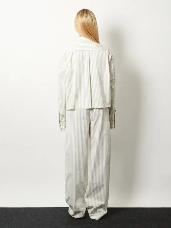 Miu Miu Striped Cotton Cropped Shirt - Multicolor