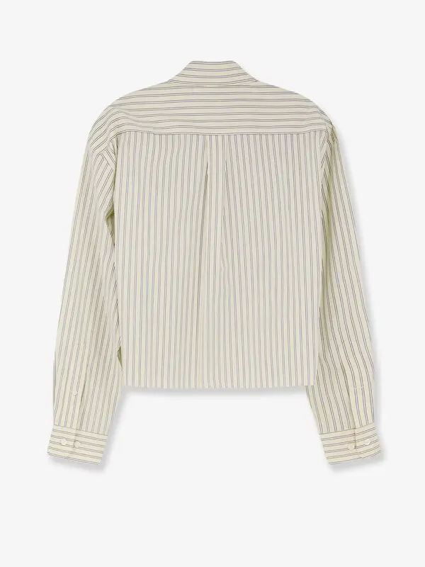 Miu Miu Striped Cotton Cropped Shirt - Multicolor