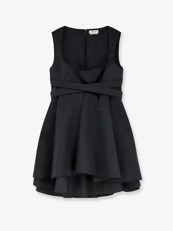 Alexander McQueen Taffeta Dress With Wrap Band - Black