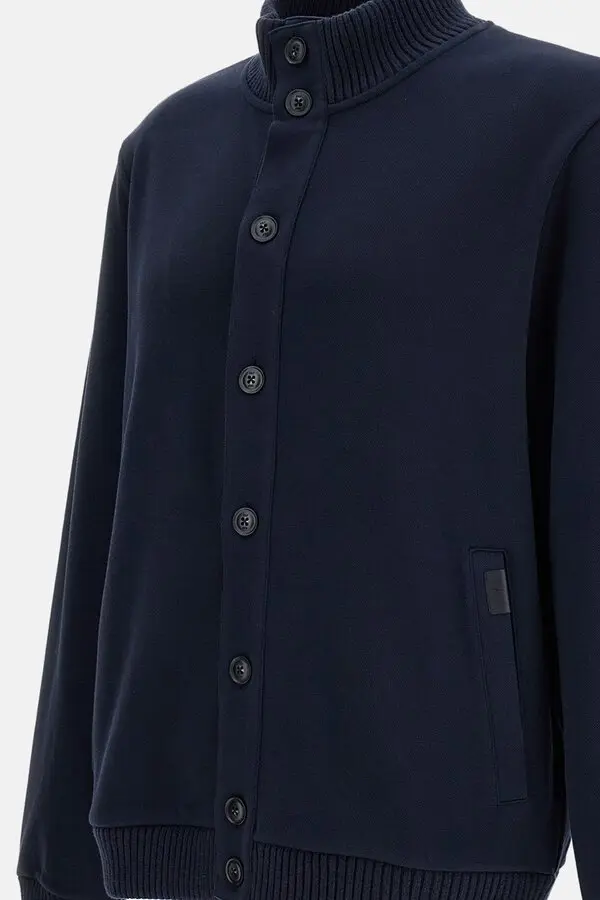 FAY Double Piqué Sweater Jacket With Stand Collar And Button Fastening