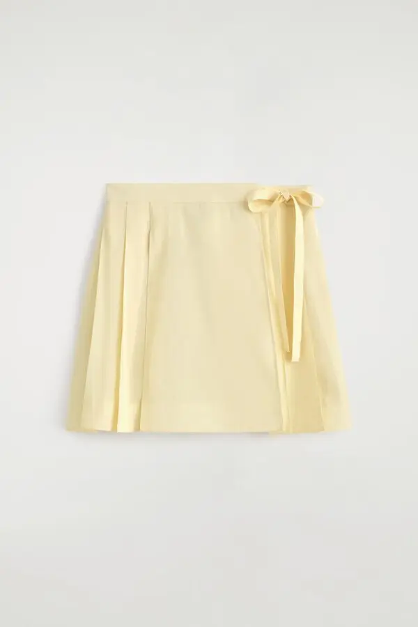 Cos Pleated Mini Wrap Skirt - Yellow
