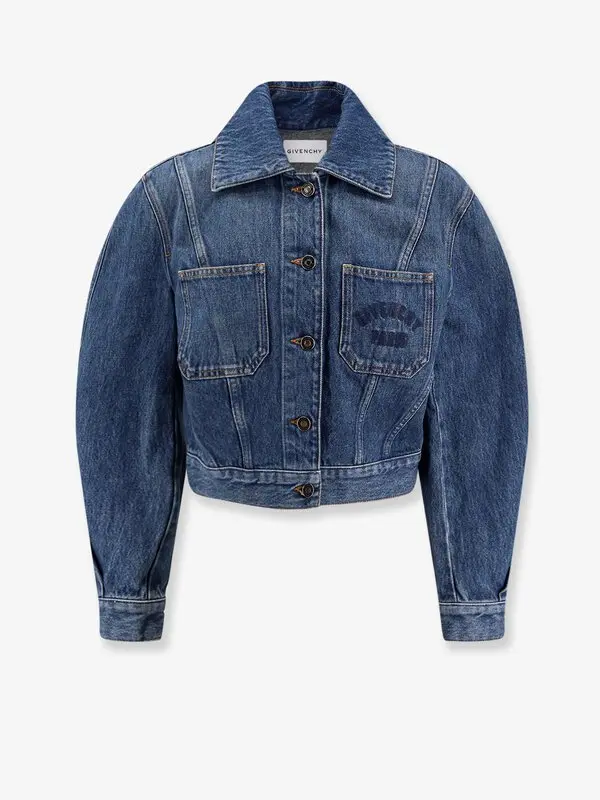 Givenchy Cropped Denim Jacket With Embroidered Logo - Multicolor