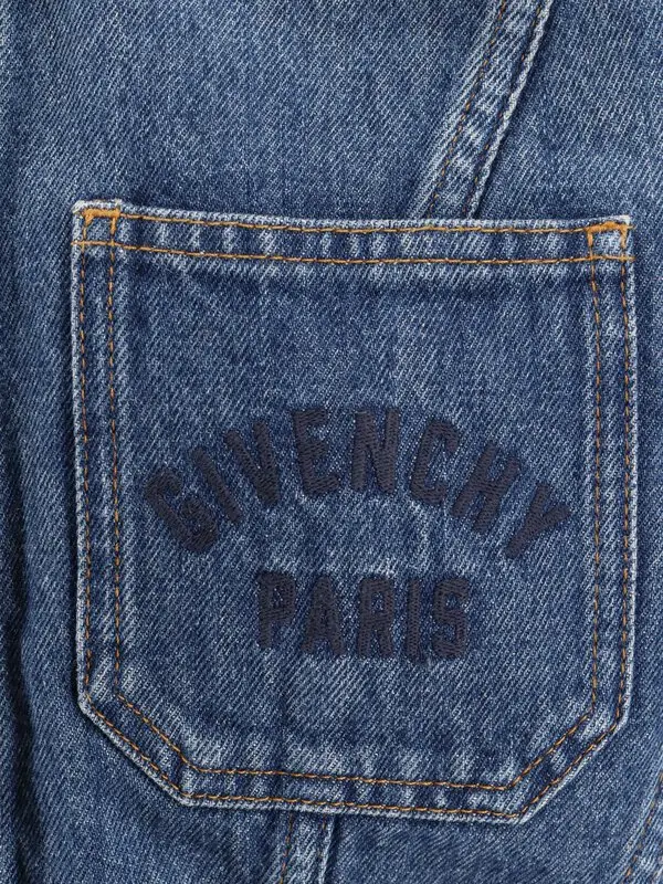 Givenchy Cropped Denim Jacket With Embroidered Logo - Multicolor