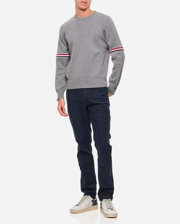 Thom Browne Crewneck Pullover With Sleeve Stripes