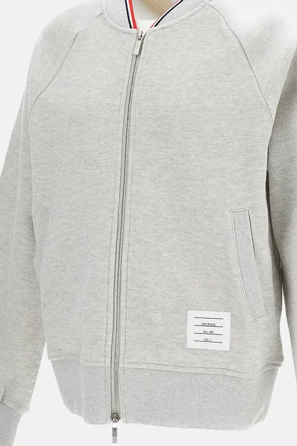 Thom Browne Cotton Loopback Bomber Jacket With Striped Detail - Multicolor
