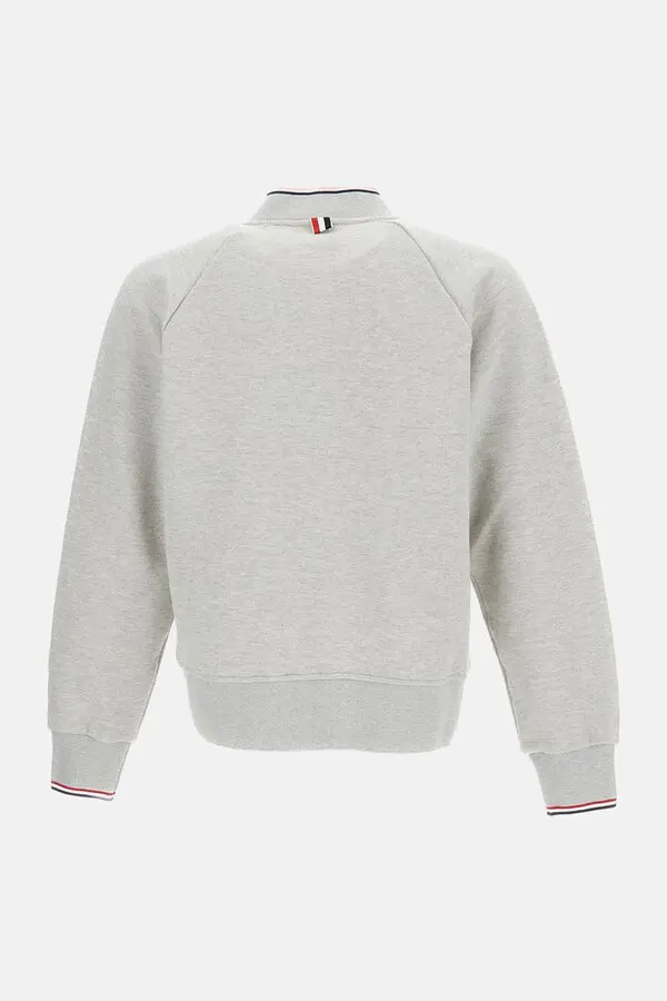 Thom Browne Cotton Loopback Bomber Jacket With Striped Detail - Multicolor