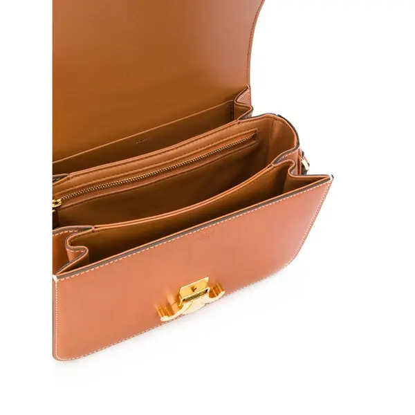 Celine Leather Shoulder Bag With Clasp - Brown