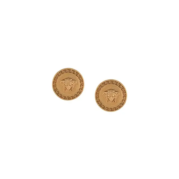 Versace Tone Medusa Motif Stud Earrings - Gold