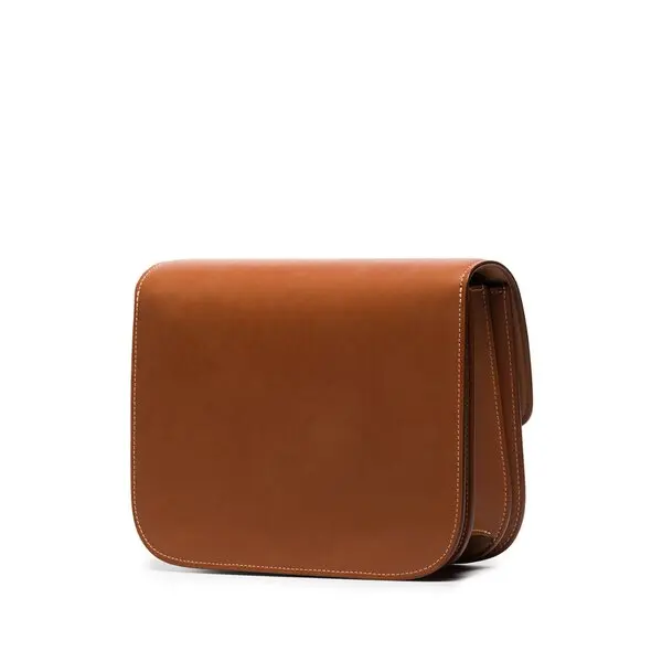 Celine Leather Shoulder Bag With Gold-tone Hardware - Brown