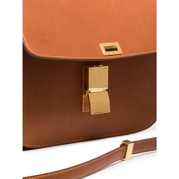 Celine Leather Shoulder Bag With Gold-tone Hardware - Brown