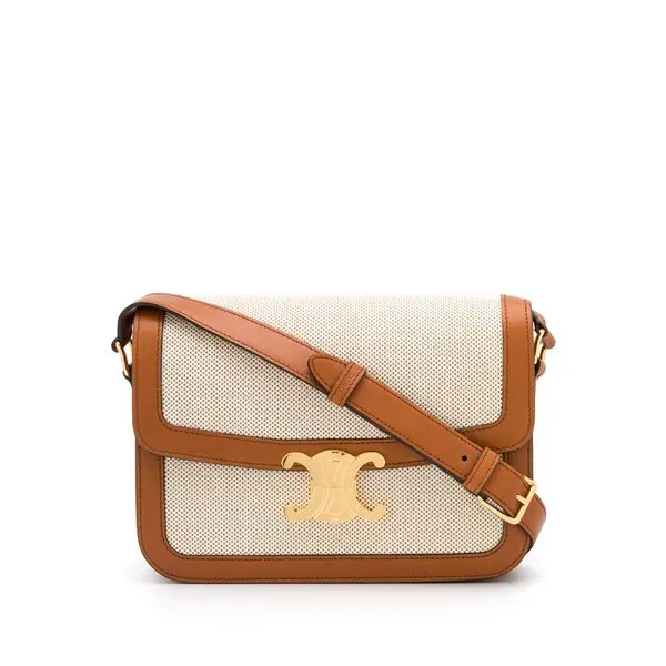 Celine Panelled Leather And Canvas Shoulder Bag
