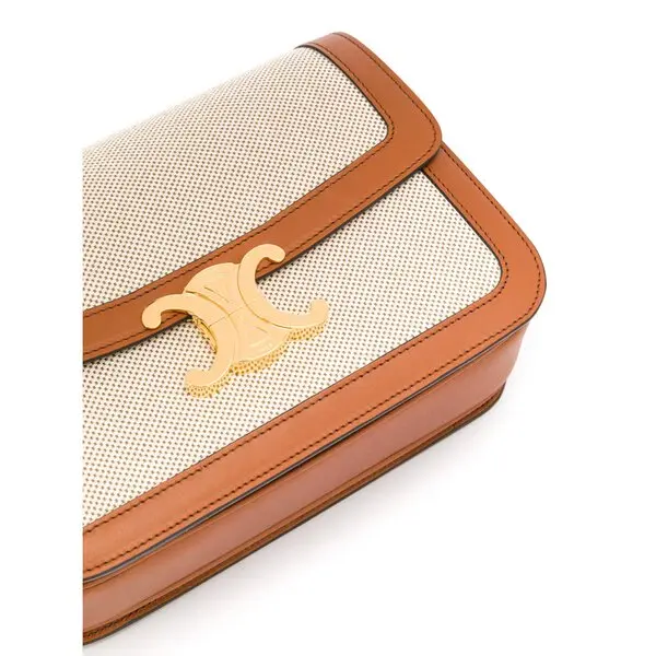 Celine Panelled Leather And Canvas Shoulder Bag
