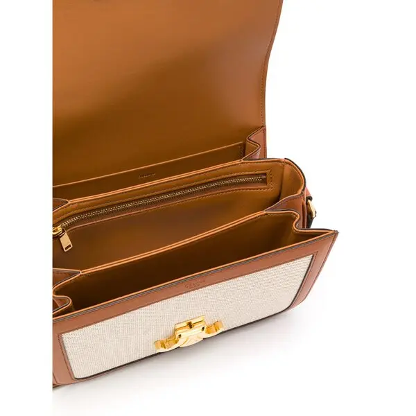 Celine Panelled Leather And Canvas Shoulder Bag