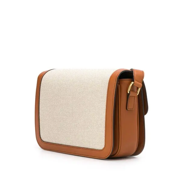 Celine Panelled Leather And Canvas Shoulder Bag