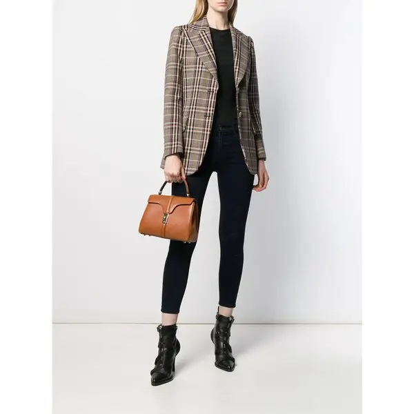 Celine Lambskin Top Handle Bag - Brown