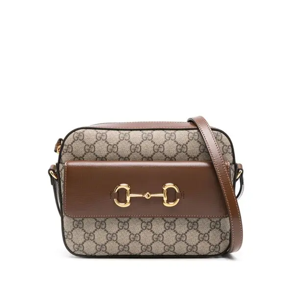 Gucci Gg Supreme Canvas Horsebit Satchel Bag - Cream