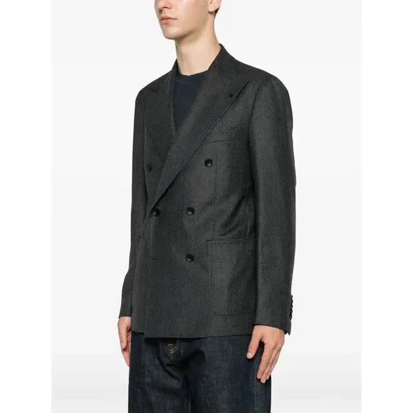 Tagliatore Grey Virgin Wool Double-breasted Blazer