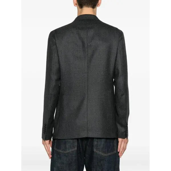Tagliatore Grey Virgin Wool Double-breasted Blazer