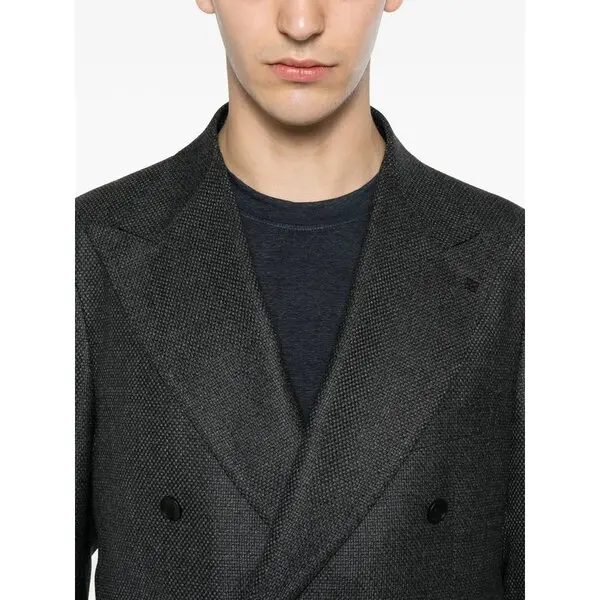 Tagliatore Grey Virgin Wool Double-breasted Blazer