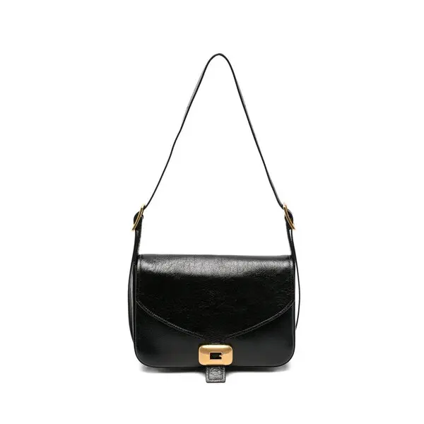 Balenciaga Calf Leather Shoulder Bag With B-buckle Detail - Black